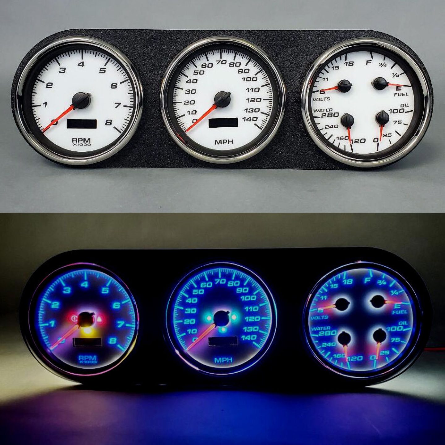Gauge Kit - Performance II - Analog - Fuel Level / Oil Pressure / Water ...